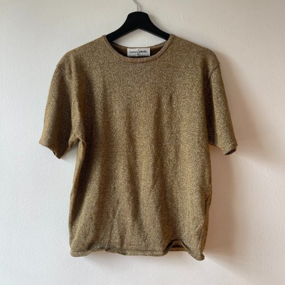 Vintage | Tops | Vintage Gold Sparkly Tee | Poshmark